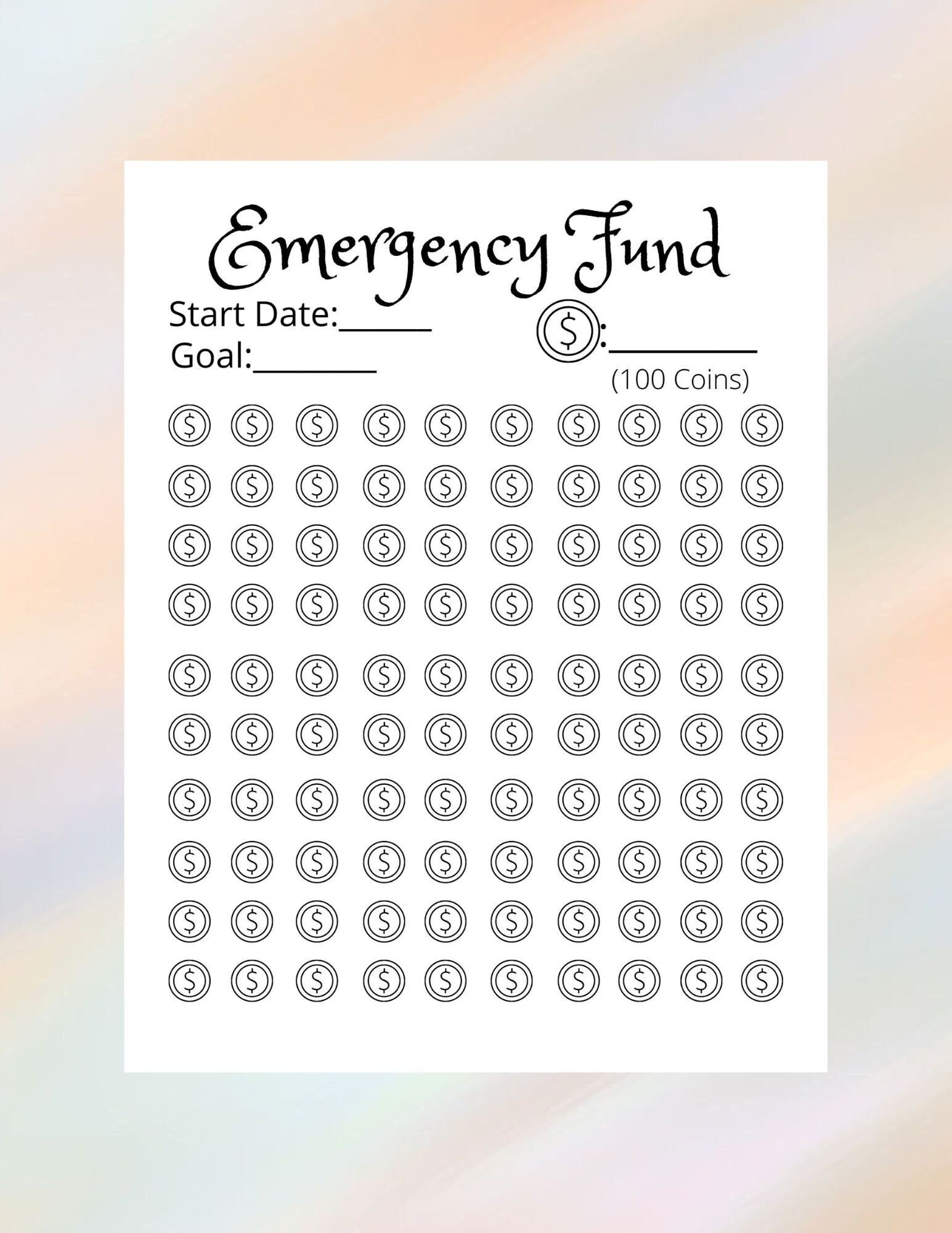Emergency Fund Tracker Printable Digital File - Etsy