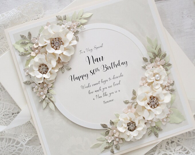 Personalised Nan 80th 50th 70th 60th Birthday Card | Handmade Greetings ...