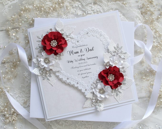 Personalised Ruby Wedding Anniversary Card | 40th Wedding Anniversary ...