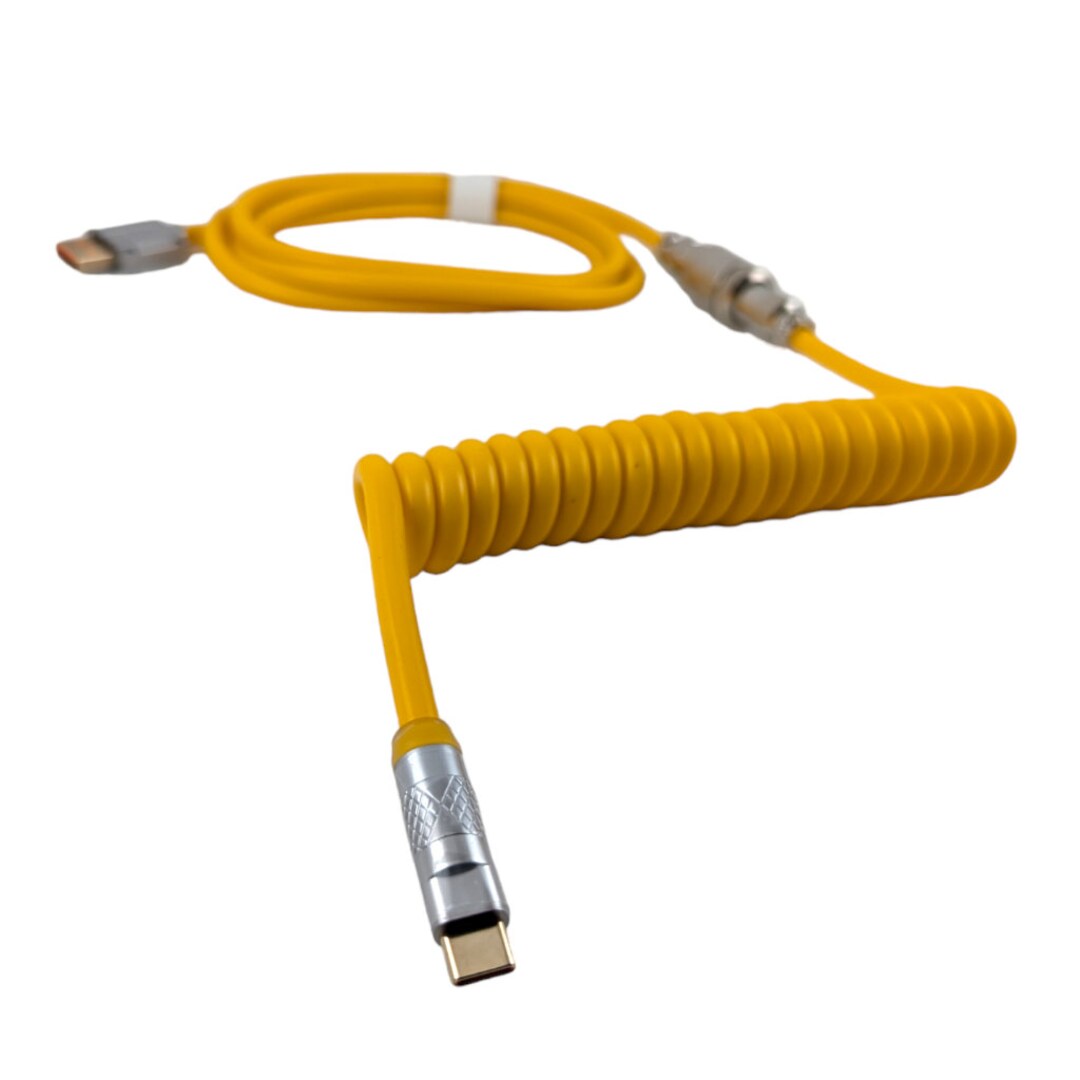 Yellow Smiley Custom Polyurethane PU Coiled Cable for Mechanical ...