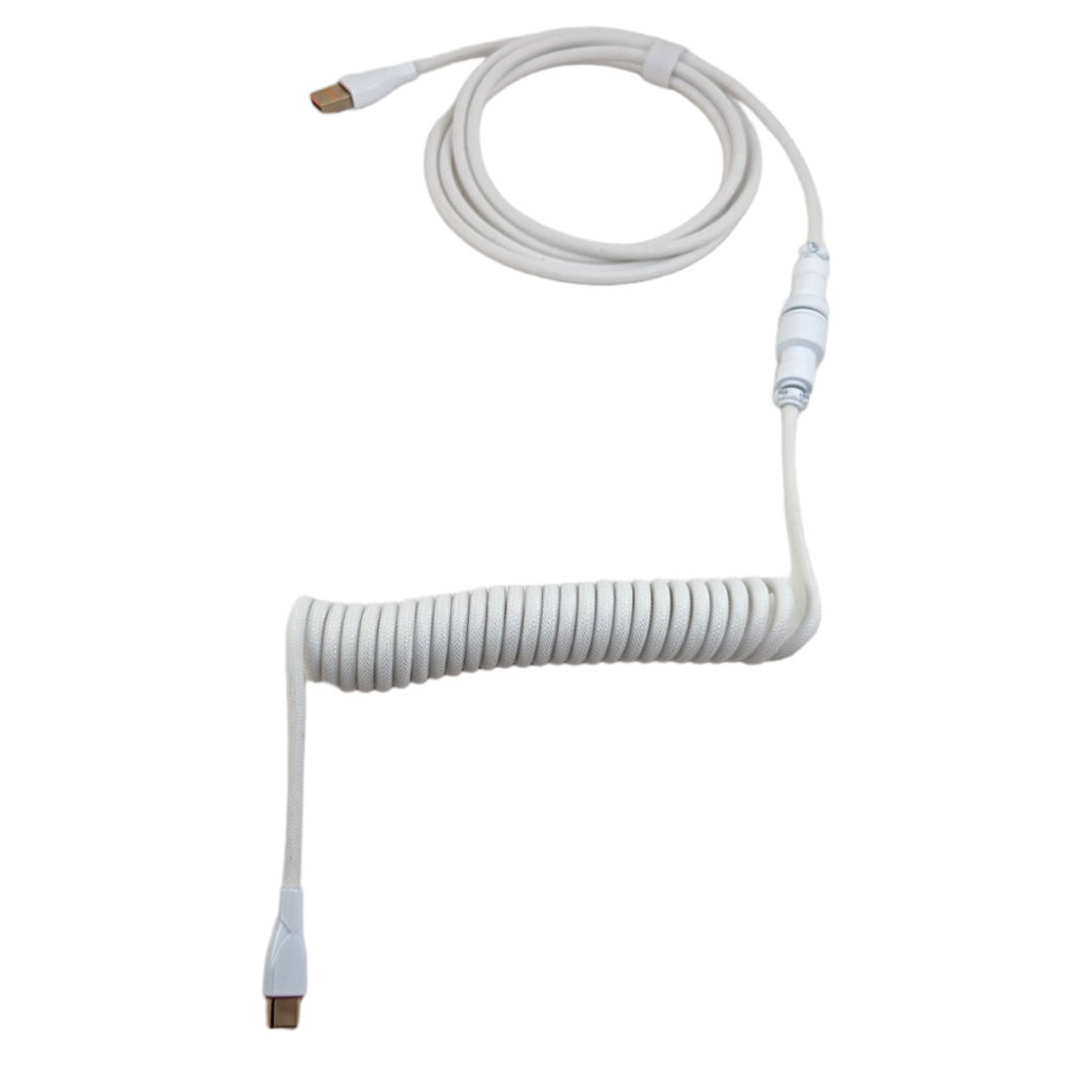 Polar White Custom Braided Coiled Cable for Mechanical - Etsy
