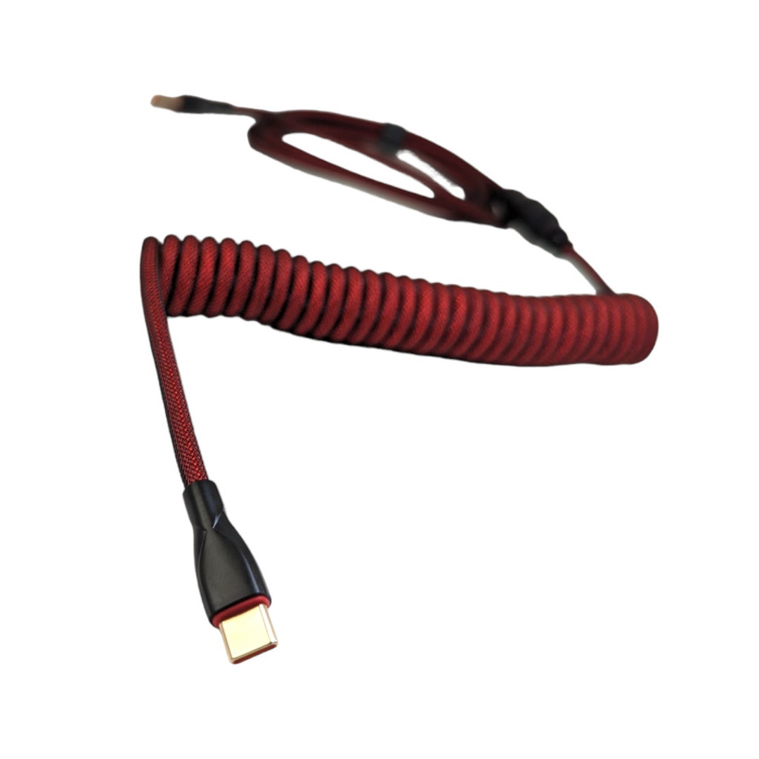 Red Poppy Custom Braided Coiled Cable for Mechanical - Etsy