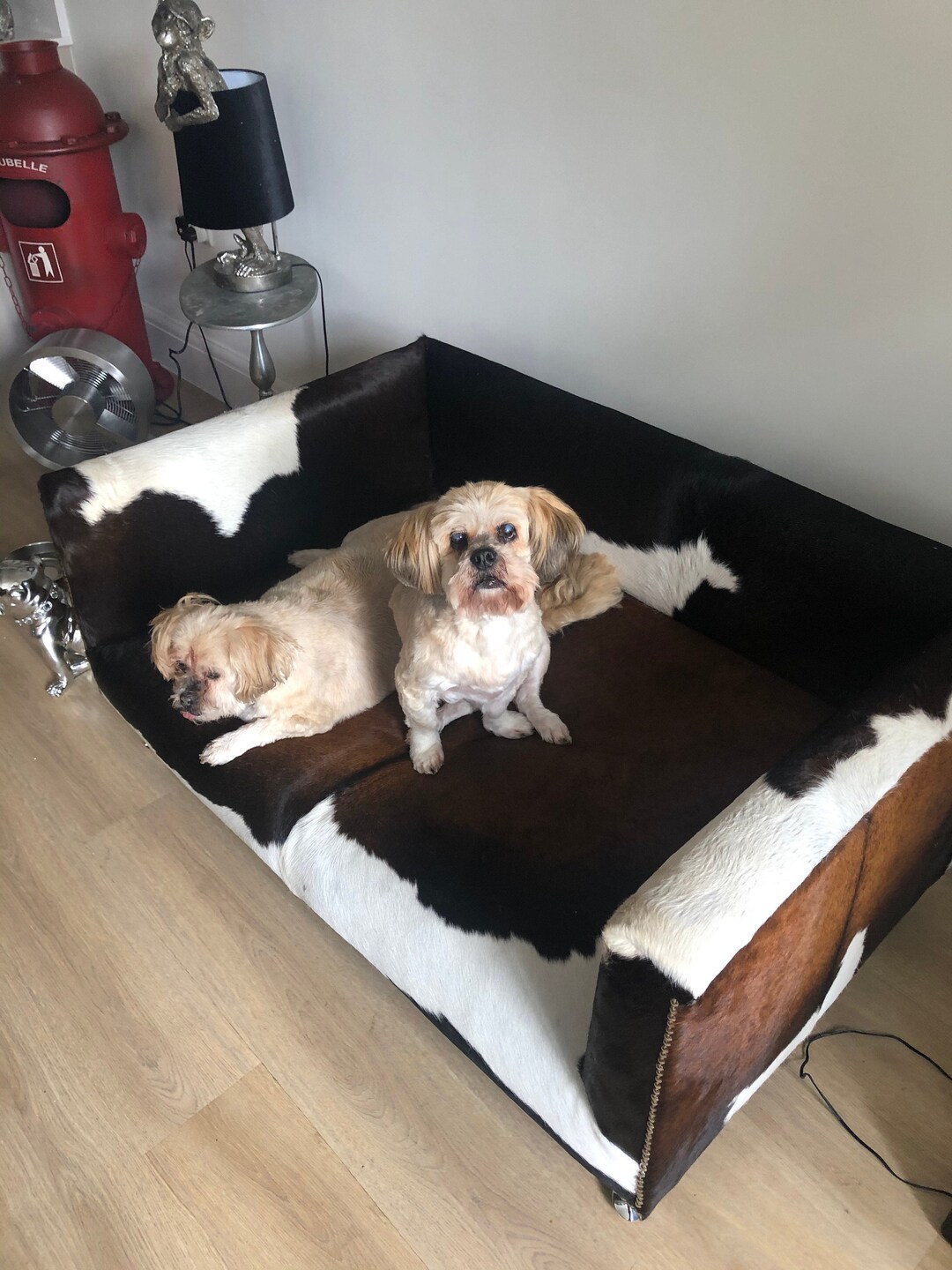 Cowhide Covered Dog Bed With 4" Memory Foam, Made to Order - Etsy