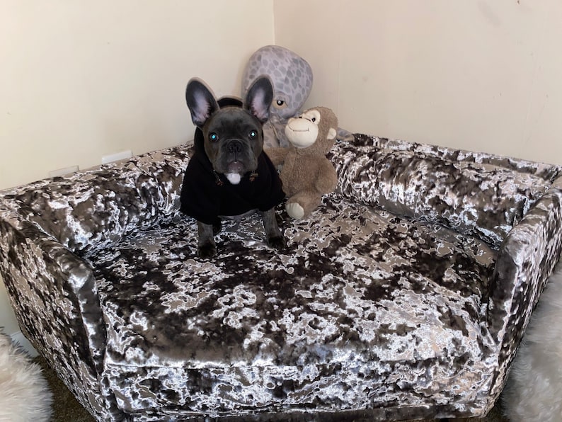 Crushed Velvet Corner Dog Sofa Bed: Memory Foam Cushion - Etsy