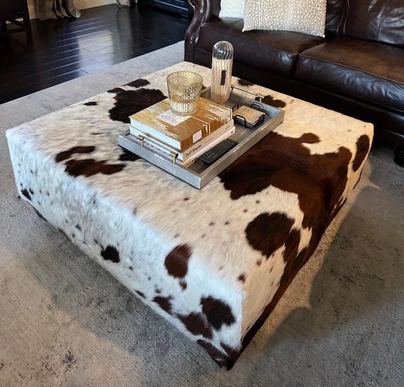 Handcrafted Cowhide Coffee Table Custom Cowhide Ottoman Etsy Canada
