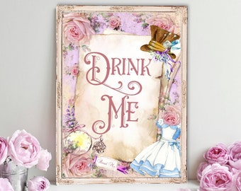 Alice in Wonderland Drink Me Sign Onederland Tea Party Sign | Etsy UK