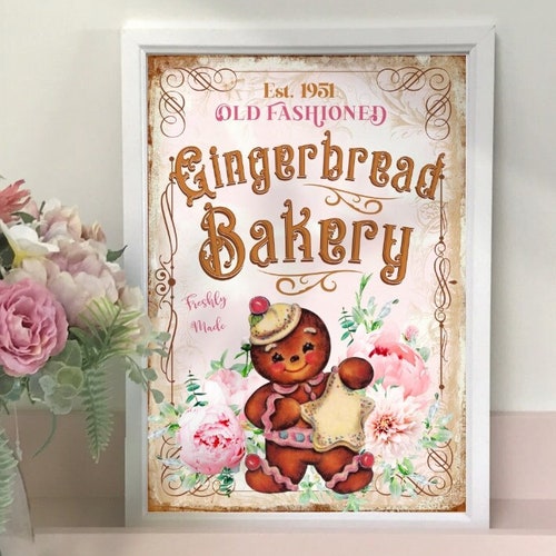 Pink Gingerbread Bakery Sign Wall Decor Gingerbread Sign - Etsy UK