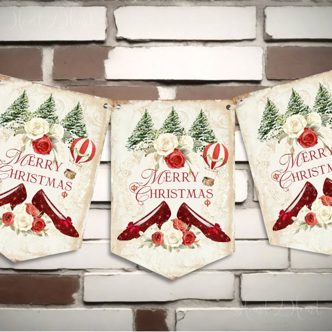 Wizard of Oz Christmas Bunting Ruby Slippers Banner Christmas ...