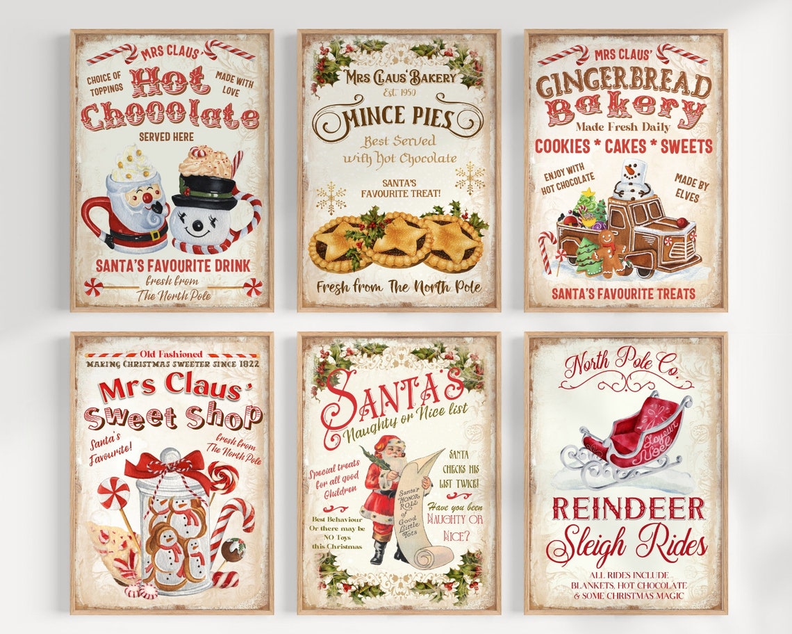 BUNDLE Mrs Claus Christmas Signs Hot Chocolate Gingerbread - Etsy