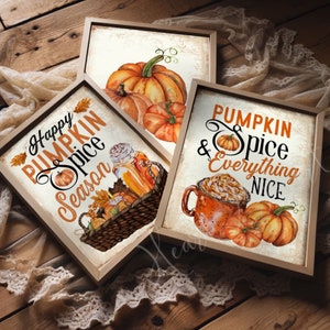 Set of 3 Pumpkin Spice Signs Autumn Prints Fall Decor Pumpkin Print ...