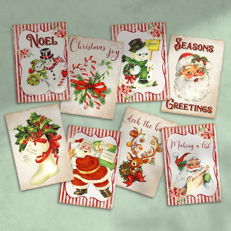 Vintage Christmas Card Toppers Retro Xmas Cardmaking - Etsy