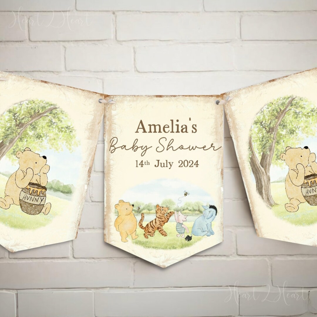 Personalised Winnie the Pooh Bunting, Pooh Bear Bunting, Birthday ...