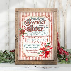 Retro Christmas Sweet Shop Sign, Christmas Candy Canes Sign, Mrs Claus ...