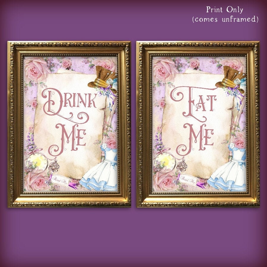 Alice in Wonderland Drink Me Sign Eat Me Sign Tea Party | Etsy UK