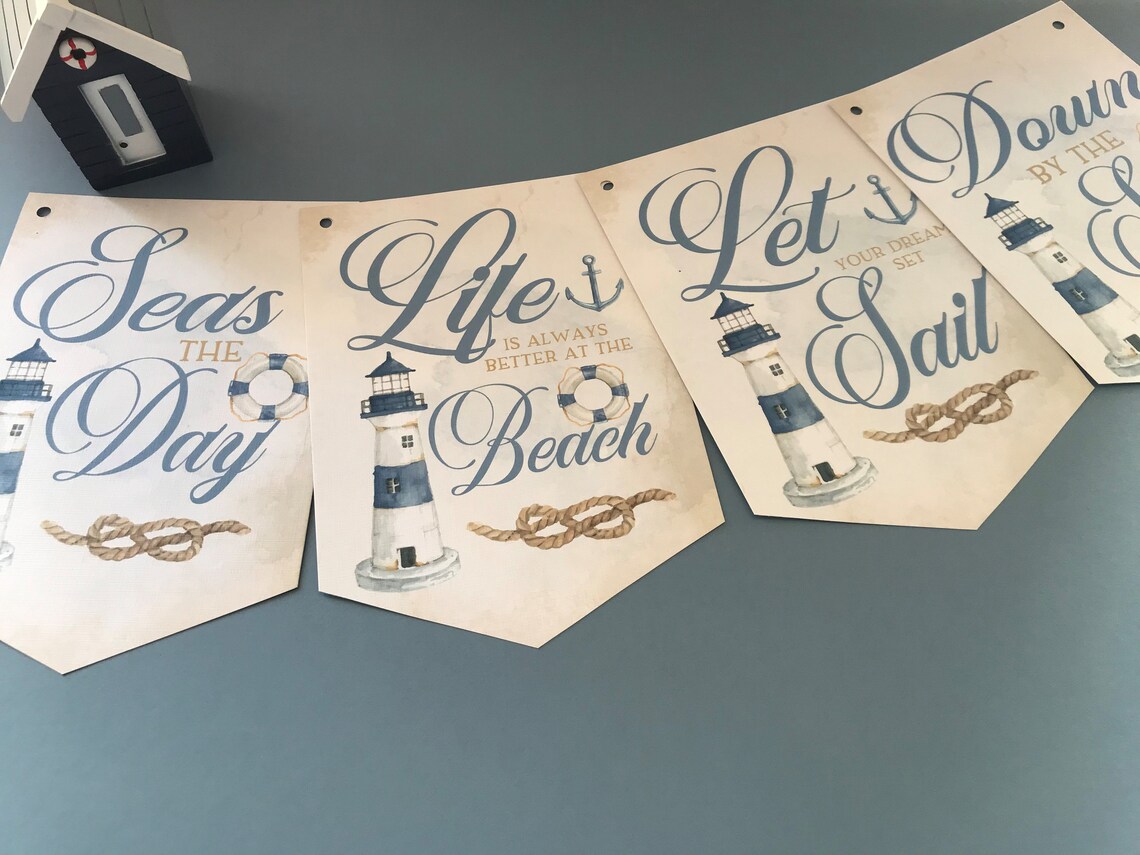 Nautical Bunting Beach Quote Banner Beach Bunting Party | Etsy