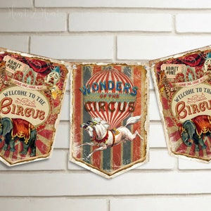 Vintage Style Circus Bunting, Circus Banner - Etsy