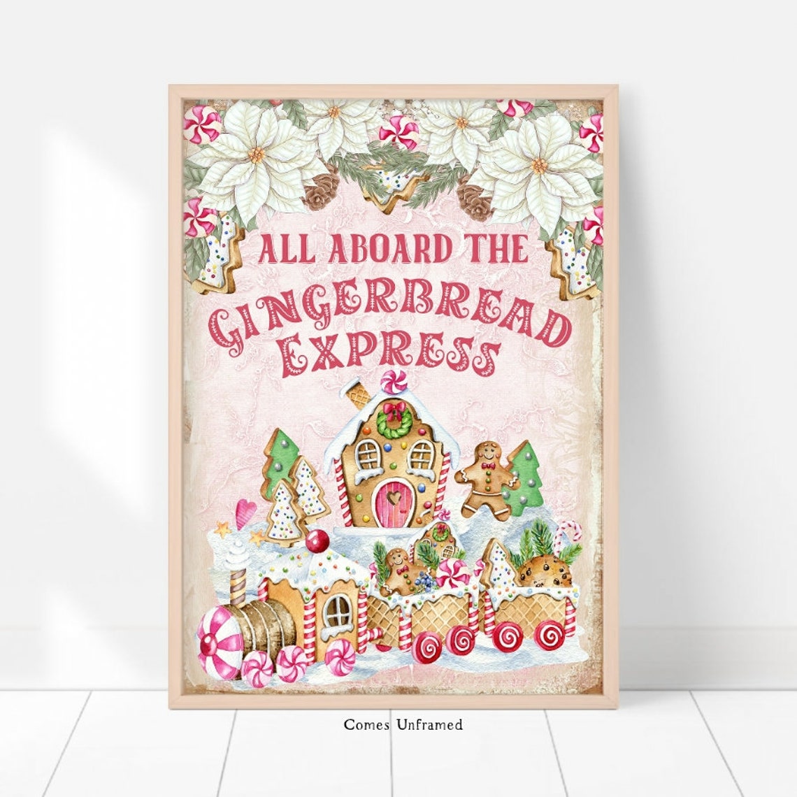 Pink Gingerbread Express Train Sign Wall Decor Gingerbread - Etsy
