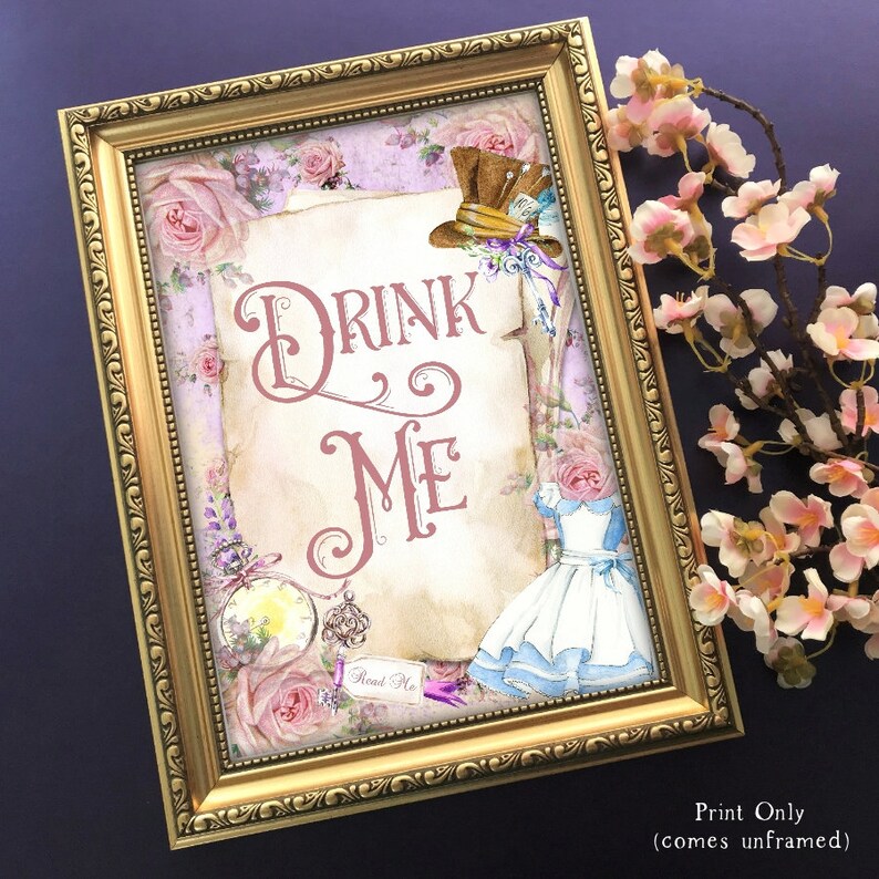 Alice in Wonderland Drink Me Sign Eat Me Sign Tea Party | Etsy UK