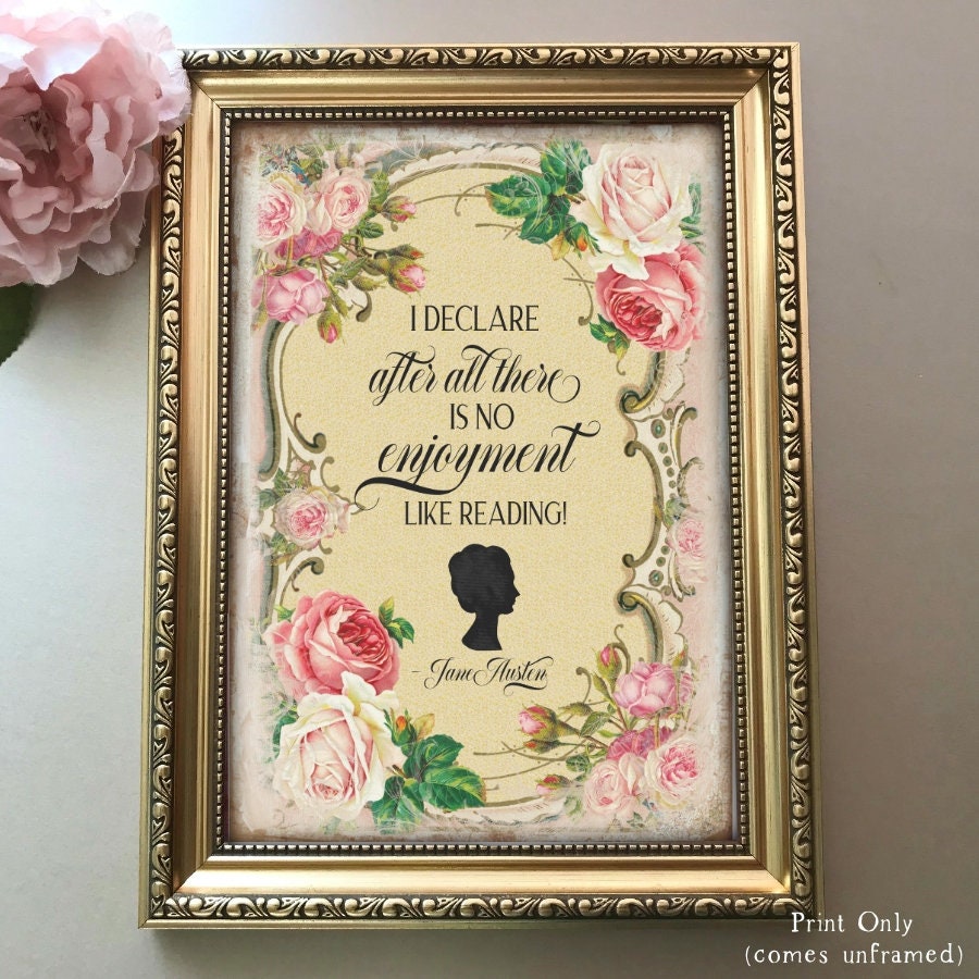 Jane Austen Print Book Quote Reading Wall Art Reading - Etsy UK
