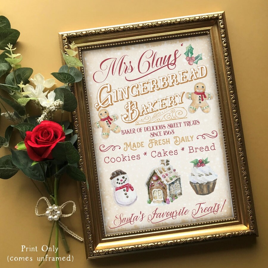 Mrs Claus' Bakery Sign Wall Decor Gingerbread Cookies - Etsy