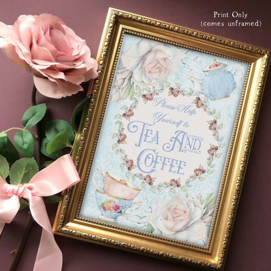 Tea & Coffee Sign Tea Time Print Wall Art Decor Wedding | Etsy
