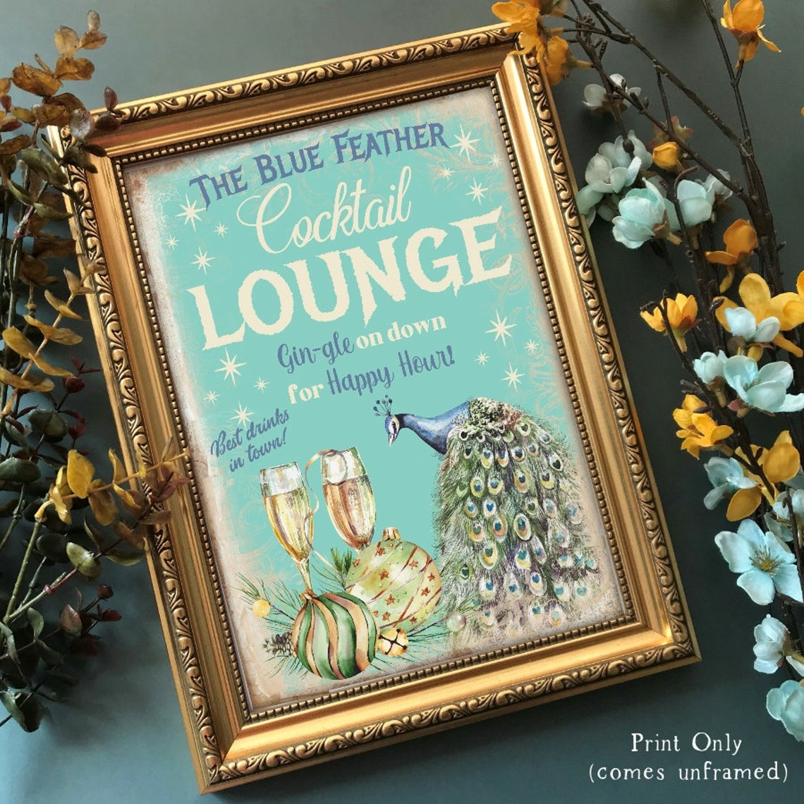 Christmas Peacock Cocktail Lounge Sign Decor Home Bar Drinks | Etsy UK