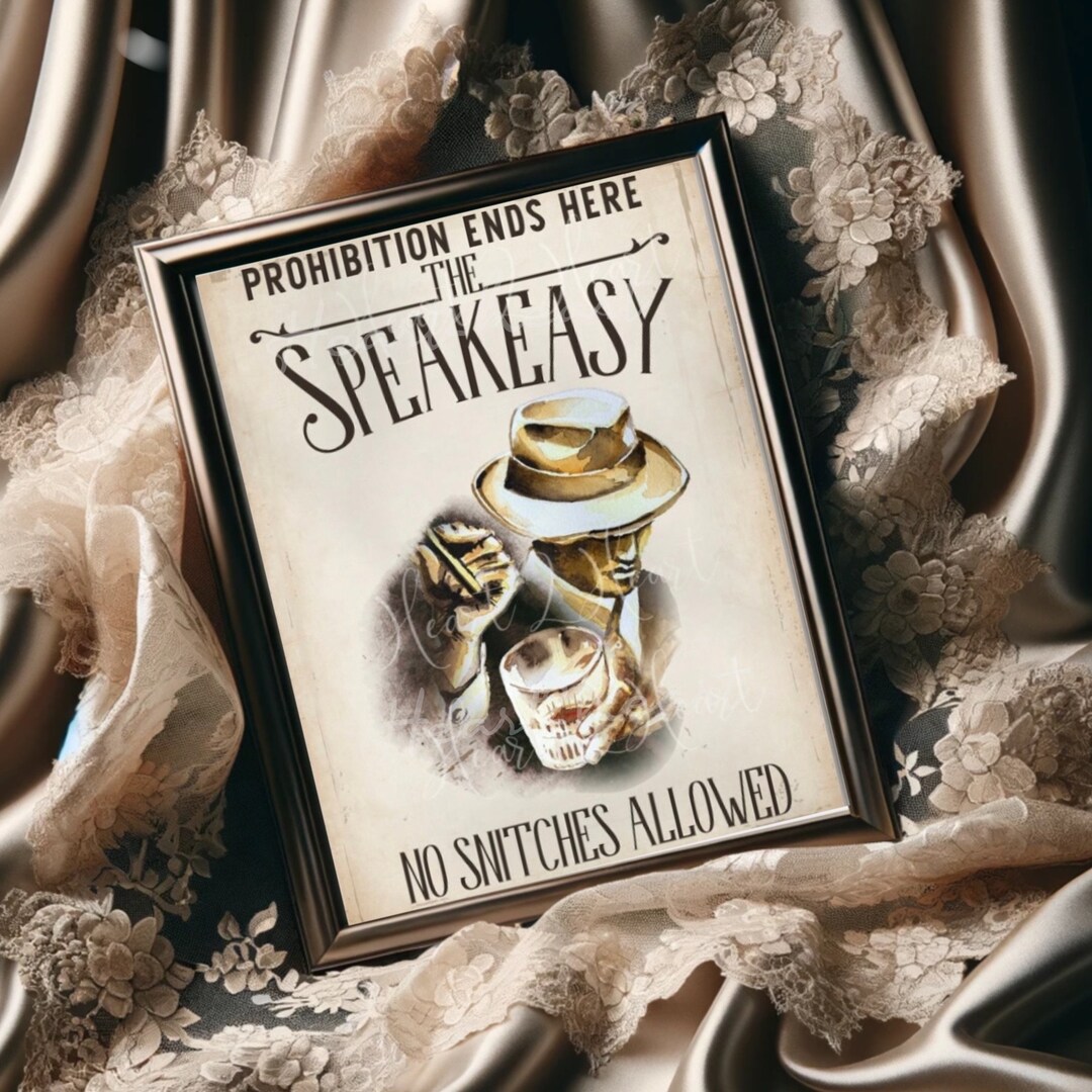 Speakeasy Sign Decor Home Bar Print Art Deco Sign Bootlegger Poster ...