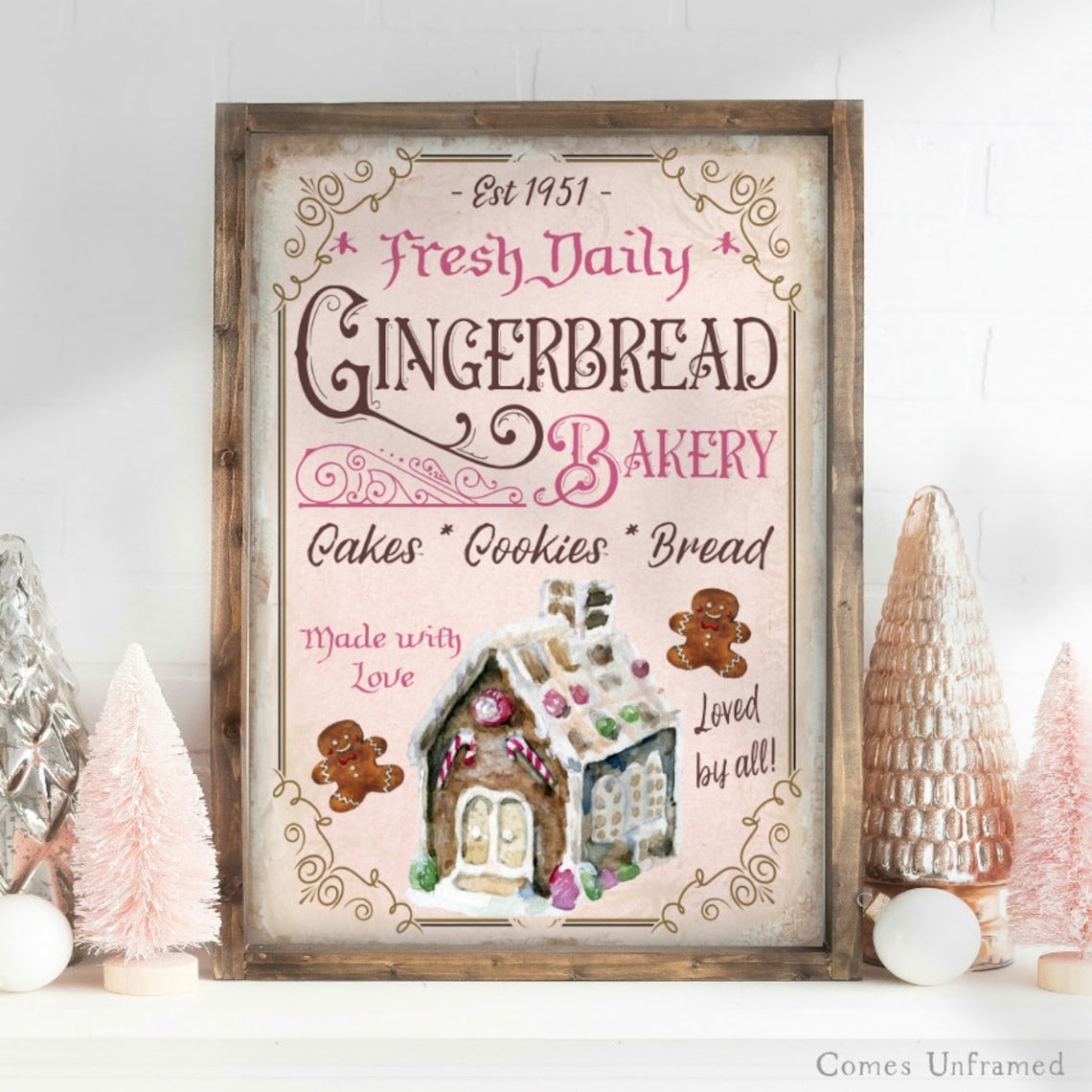 Pink Gingerbread Bakery Sign Wall Decor Gingerbread Sign - Etsy UK