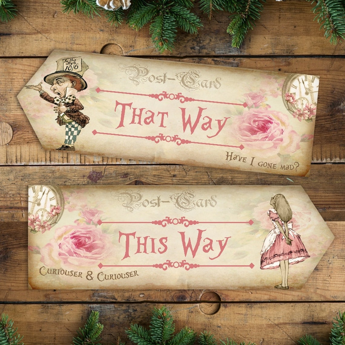 2 Alice in Wonderland Arrow Sign Shabby Chic Wedding Tea - Etsy UK