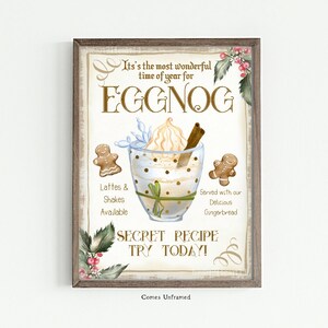 Retro Eggnog Sign Christmas Wall Decor Holiday Print - Etsy UK