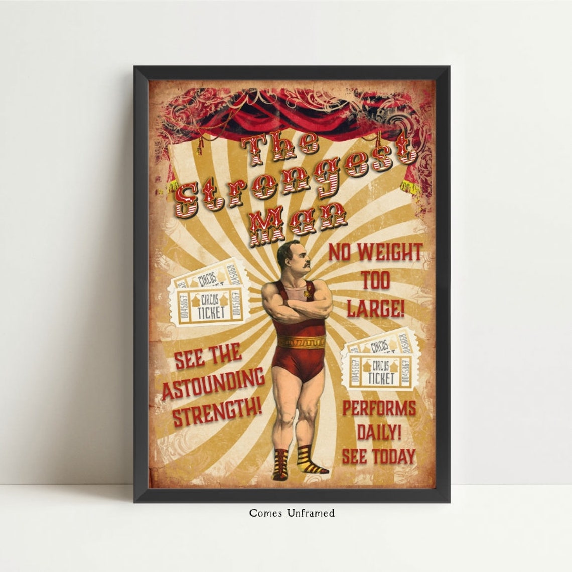 Vintage Style Circus Strongman Poster Wall Art Sign - Etsy UK