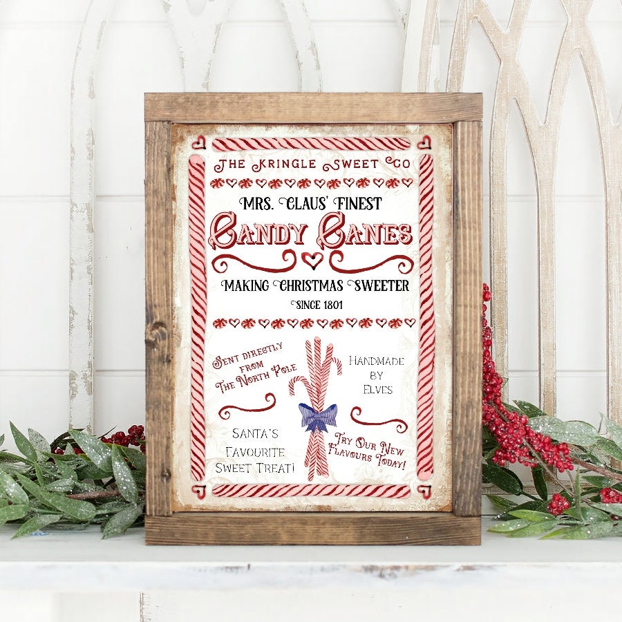 Christmas Sweet Shop Sign Christmas Candy Canes Sign Mrs | Etsy