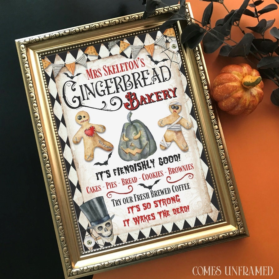 Halloween Bakery Sign Gingerbread Sign Retro Halloween - Etsy UK
