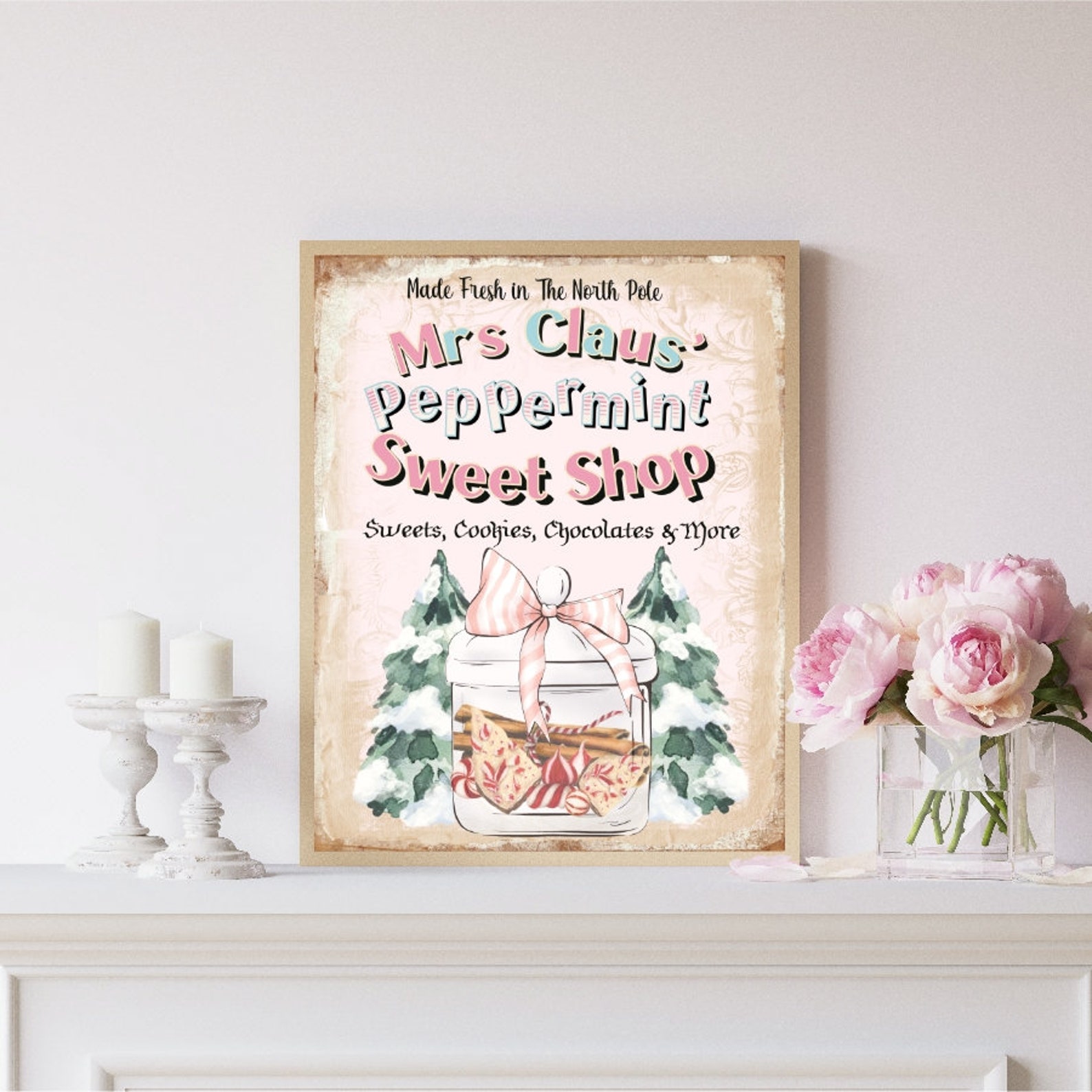 Pink Christmas Sweet Shop Sign Christmas Candy Canes Sign - Etsy UK