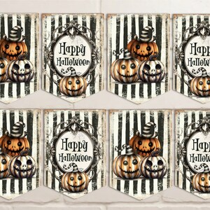 Retro Halloween Pumpkin Bunting Decoration Spooky Decor Pumpkin Banner ...
