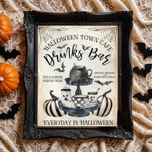 Halloween Coffee Bar Print, Kitchen Wall Art, Coffee Sign, Halloween ...