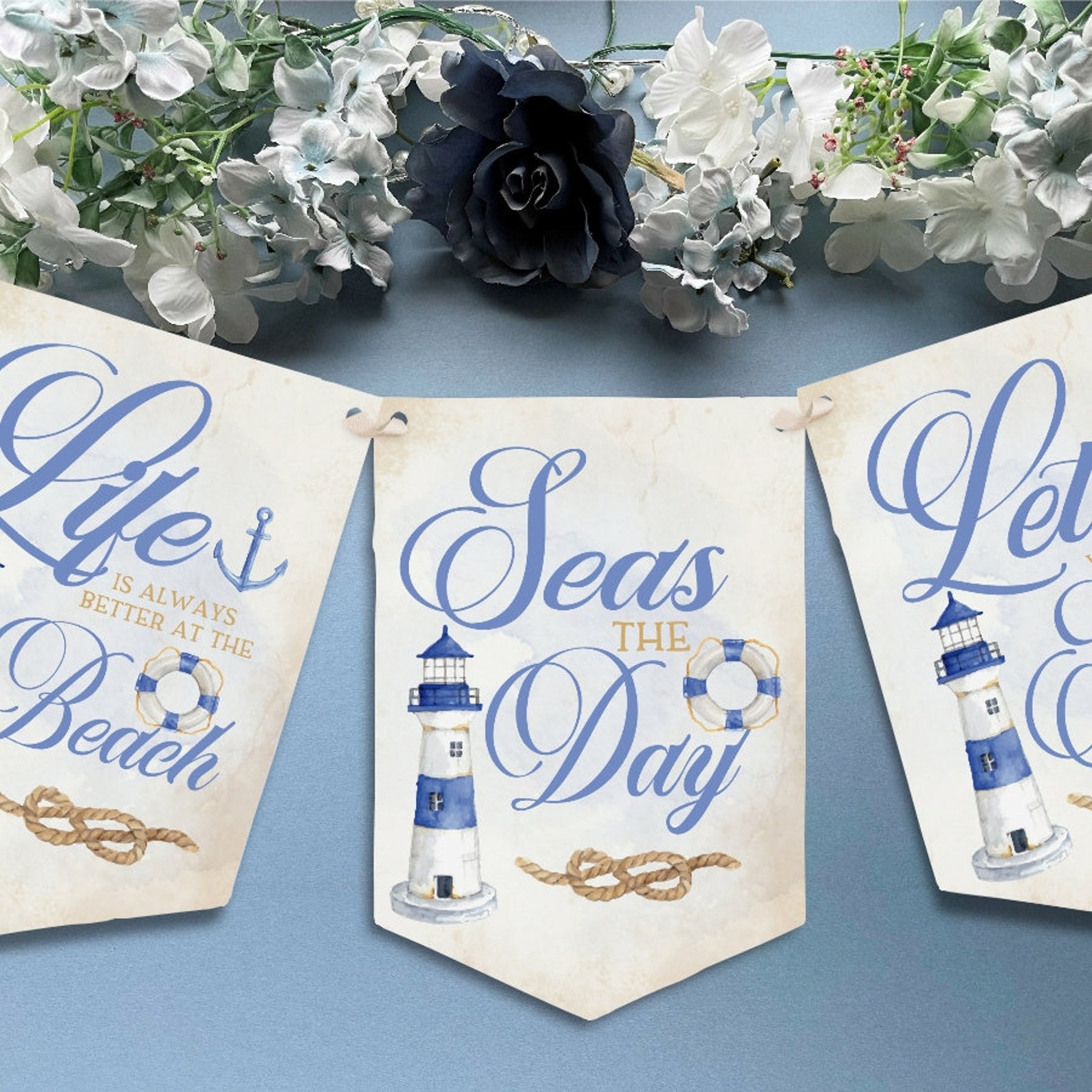 Nautical Bunting Beach Quote Banner Beach Bunting Party | Etsy UK