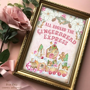 Pink Gingerbread Express Train Sign, Wall Decor, Gingerbread Cookies ...