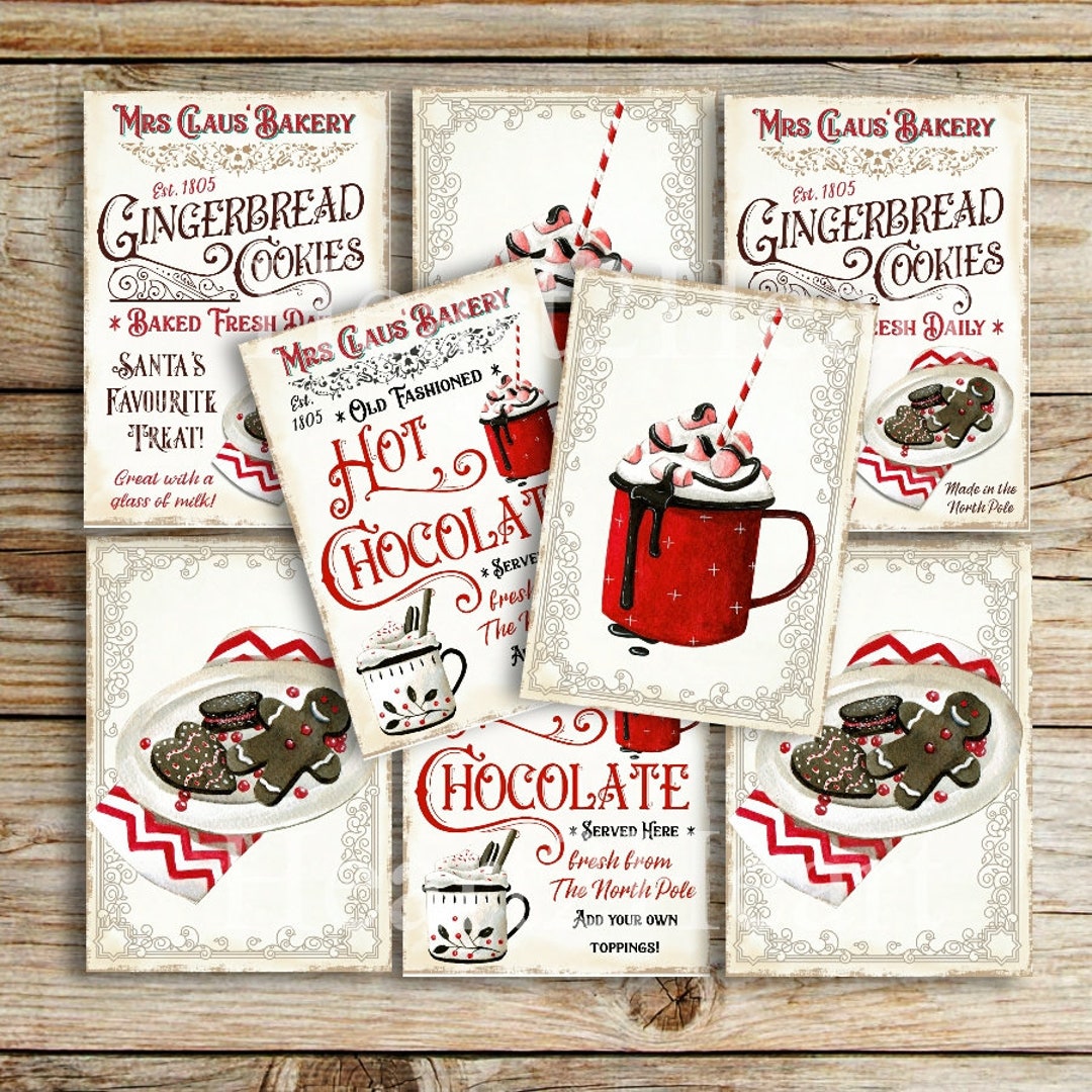 Mrs Claus' Bakery Christmas Labels Christmas Cards - Etsy