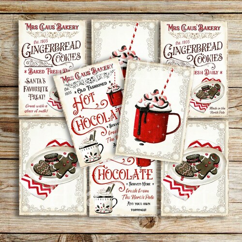 Mrs Claus' Bakery Christmas Labels Christmas Cards - Etsy