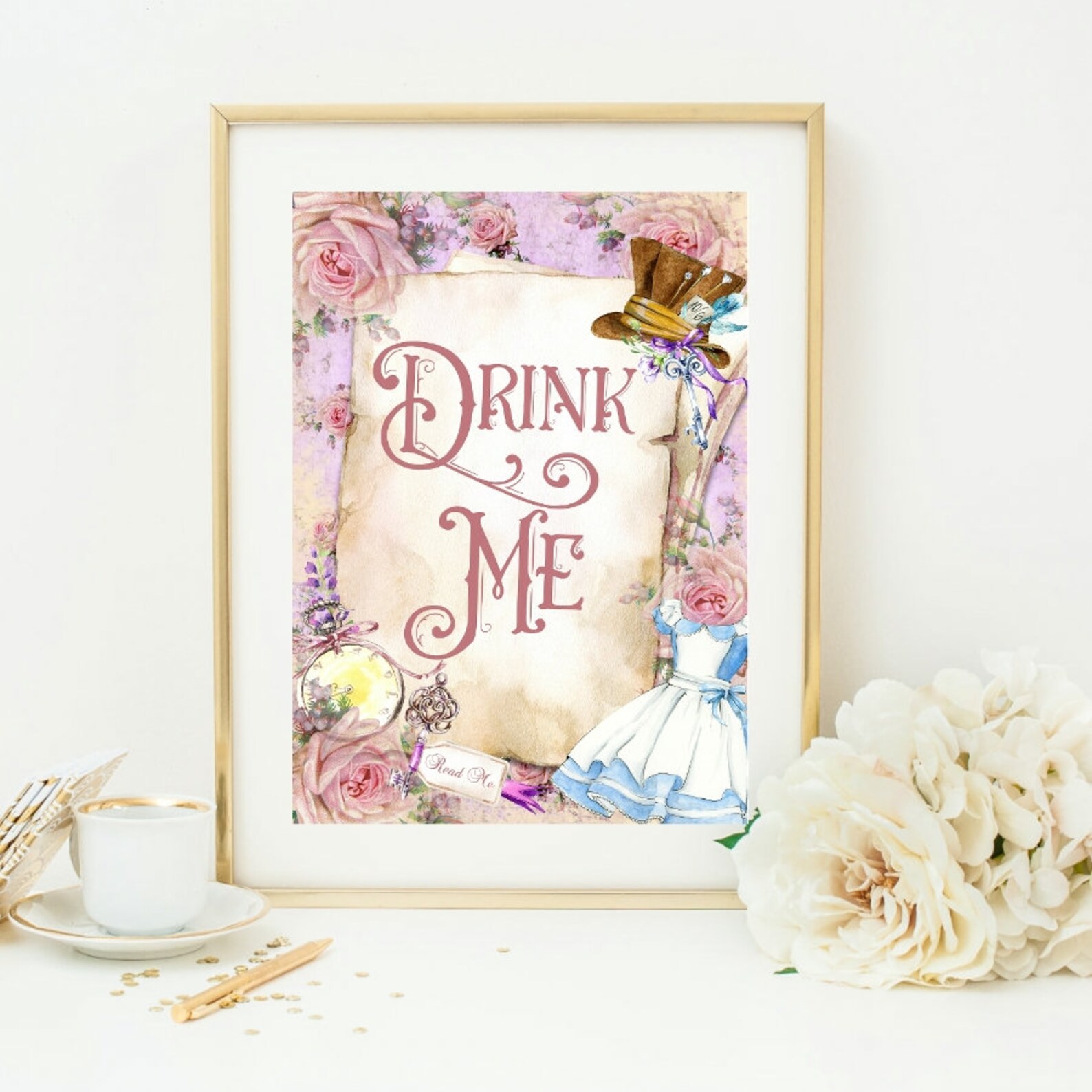 Alice in Wonderland Sign Drink Me Sign Tea Party Party - Etsy
