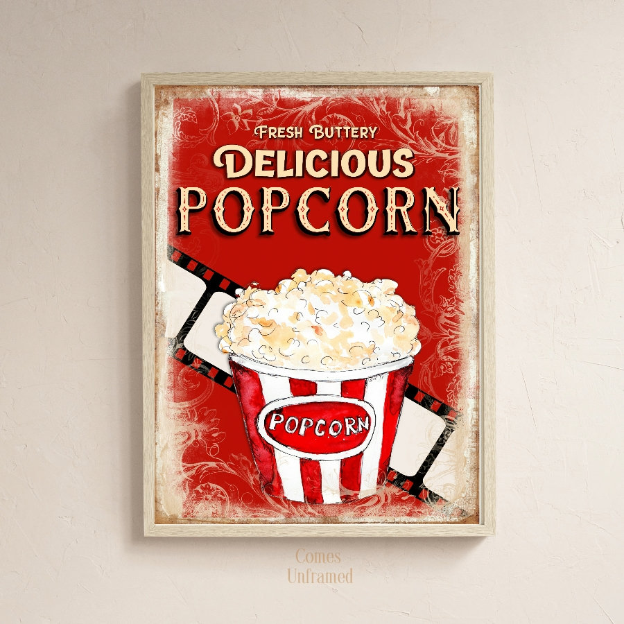 Retro Popcorn Sign Vintage Style Popcorn Sign Retro Popcorn | Etsy