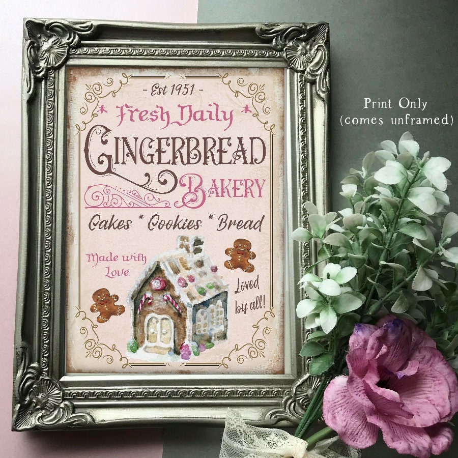Pink Gingerbread Bakery Sign Wall Decor Gingerbread Sign - Etsy UK