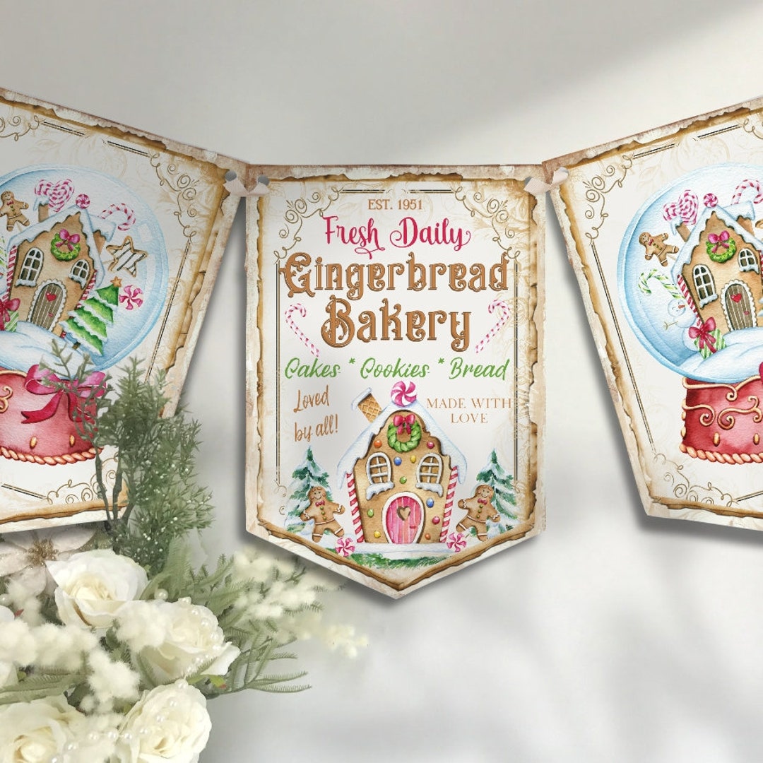 Christmas Gingerbread Bunting Christmas Decoration XMAS - Etsy