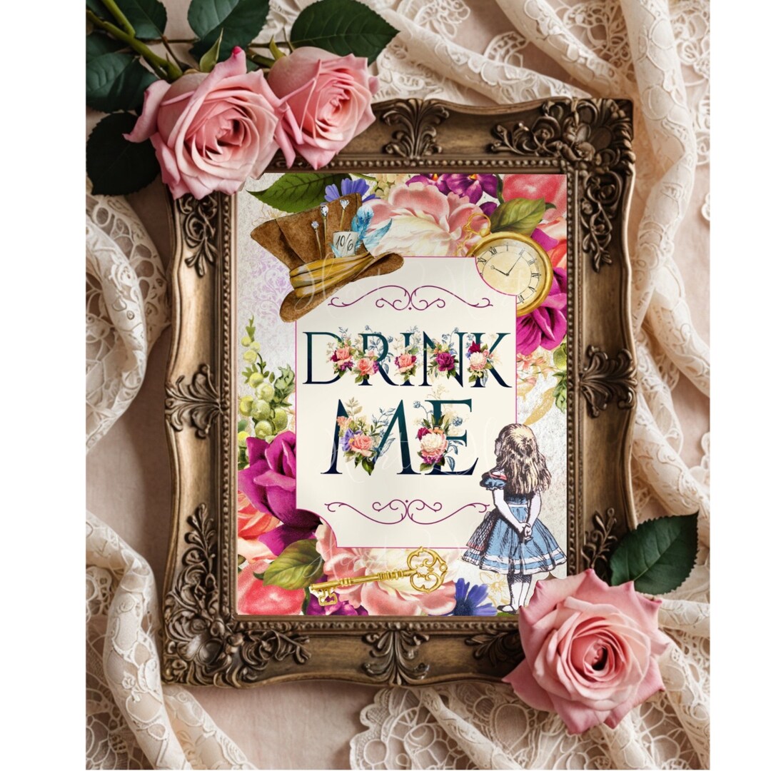 Alice in Wonderland Drink Me Sign, Onederland, Tea Party Sign, Mad ...