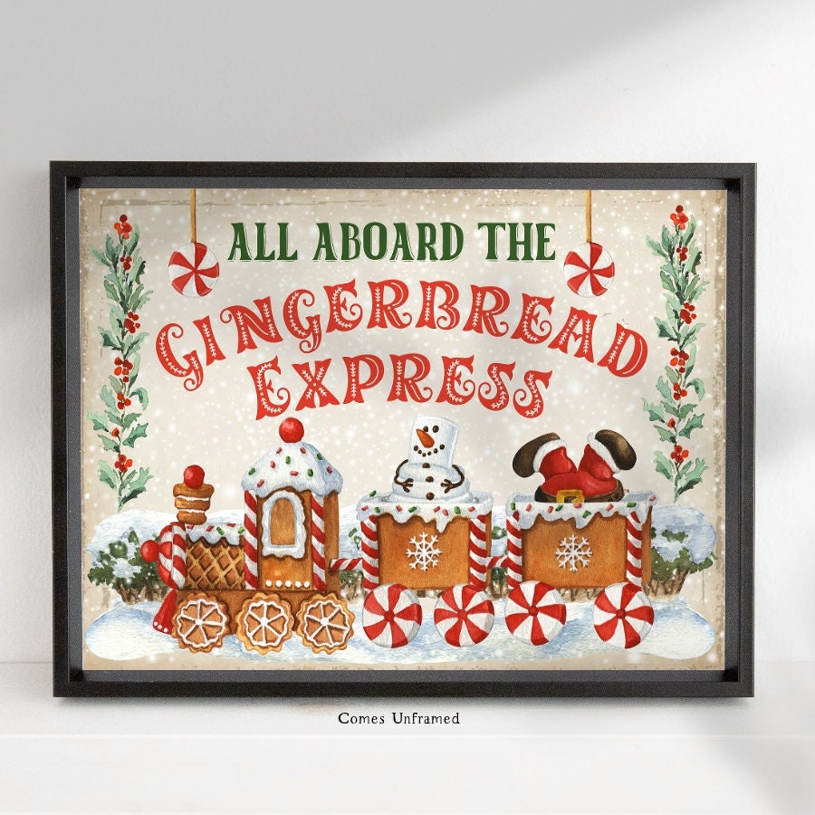 Gingerbread Train Sign Wall Decor Gingerbread Cookies Sign - Etsy