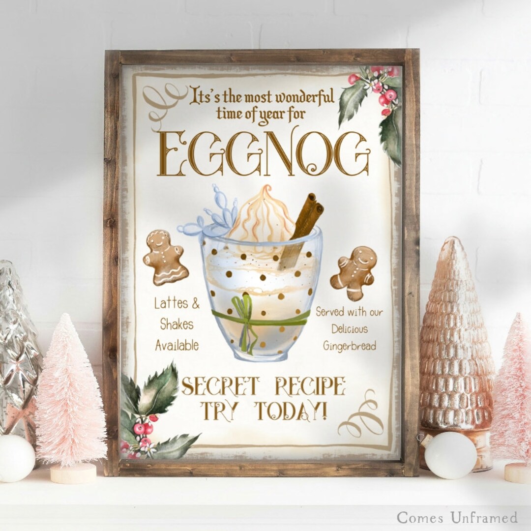 Retro Eggnog Sign Christmas Wall Decor Holiday Print - Etsy UK
