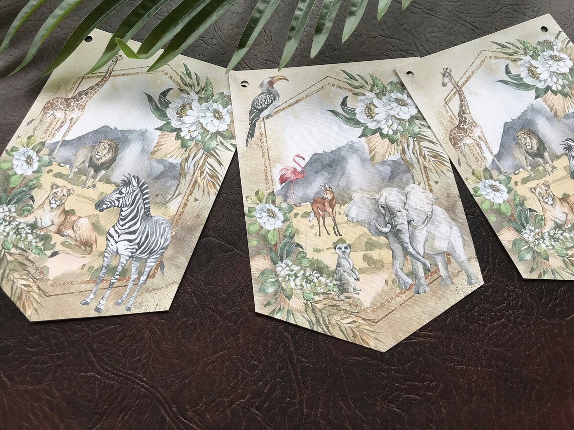 Safari Animal Bunting Jungle Banner Jungle Birthday Party | Etsy
