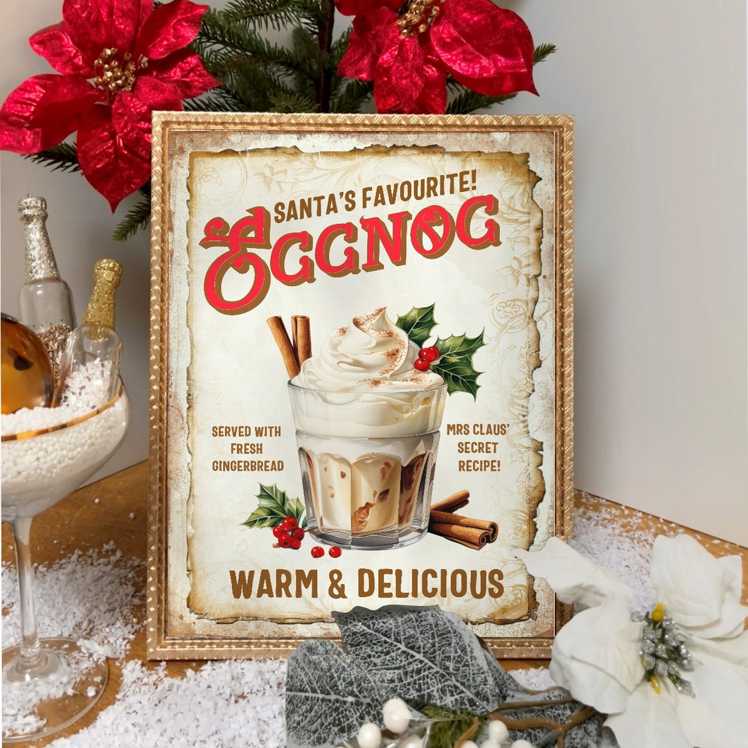 Vintage Christmas Eggnog Sign Christmas Print Holiday Print - Etsy