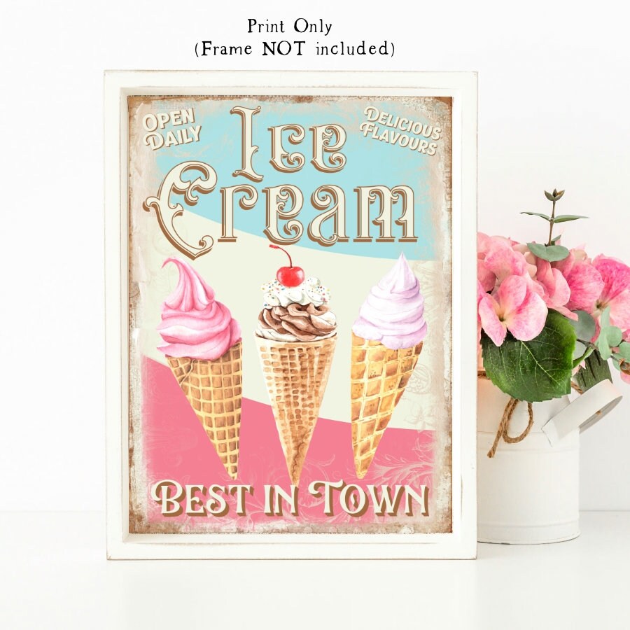 Ice Cream Sign Retro Style Ice Cream Sign Ice Cream Parlour - Etsy UK